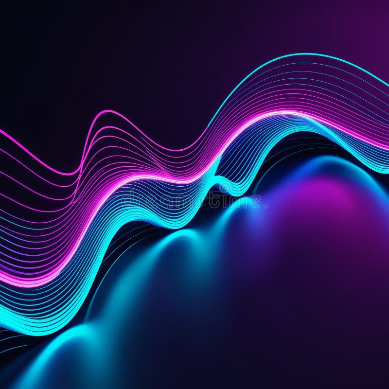Abstract Glowing Waveforms with Futuristic 3D Shapes and Bright Neon ...