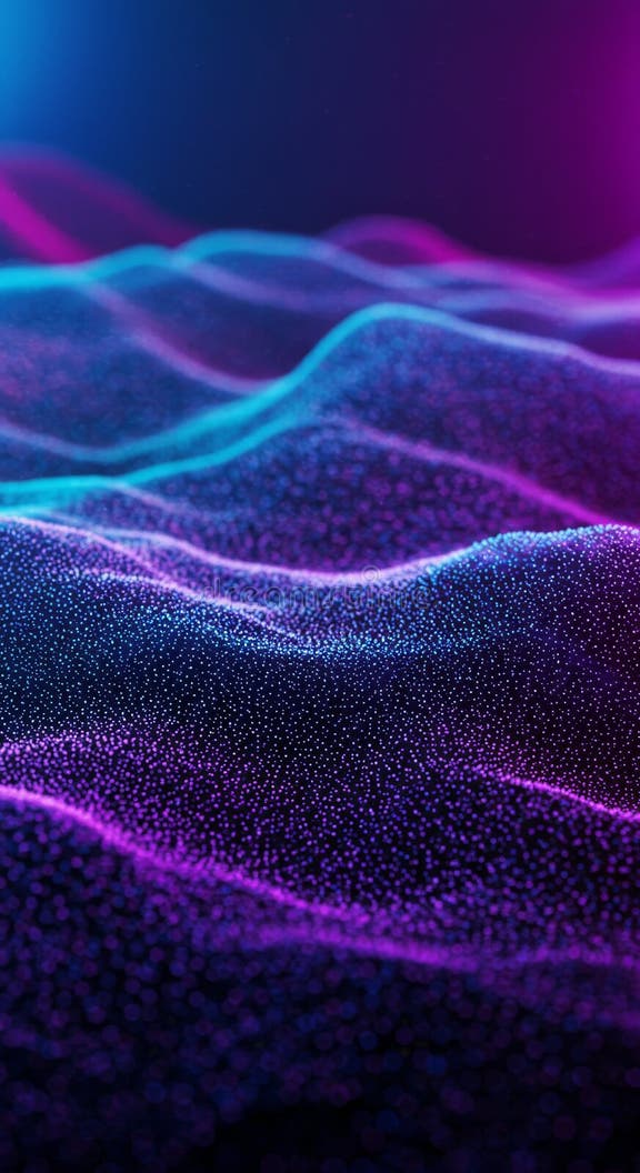 Abstract Glowing Waves of Blue and Purple Particles Stock Illustration ...