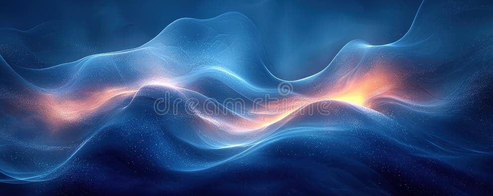Abstract Glowing Waves and Cosmic Particles in a Dark Starry Background ...
