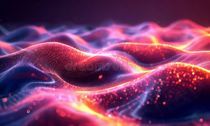 Abstract Glowing Waves with Particles Stock Footage - Video of pattern ...