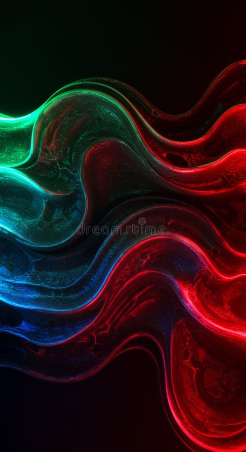 Abstract Glowing Waves of Red Green Blue Particles Stock Illustration ...