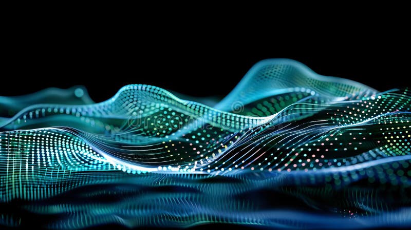 Abstract Glowing Wavy Data Visualization Background Stock Illustration ...
