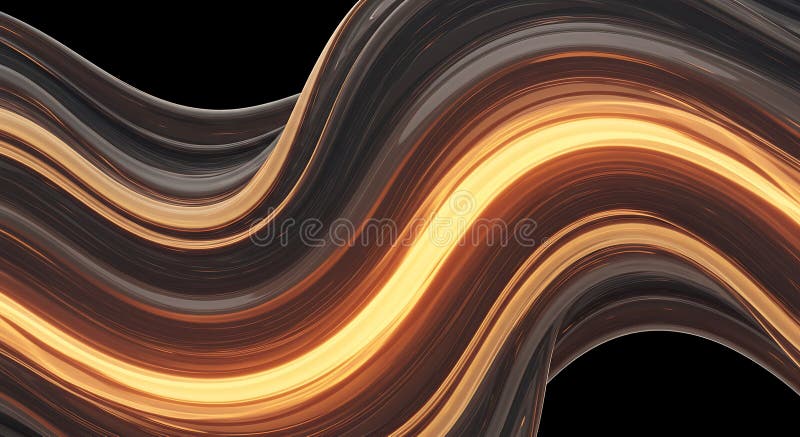 Abstract Glowing Wavy Lines Design with Warm Light on Black Background ...
