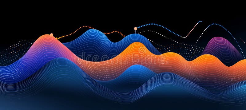 Abstract Glowing Wavy Lines. Dynamic Flow, Business Growth or Data ...