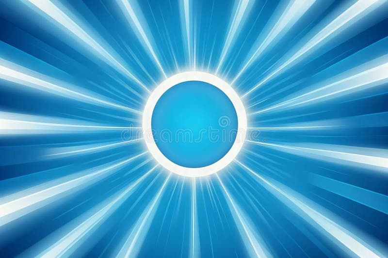 Abstract Glowing White Light Shining on Blue Background. Circle Round ...