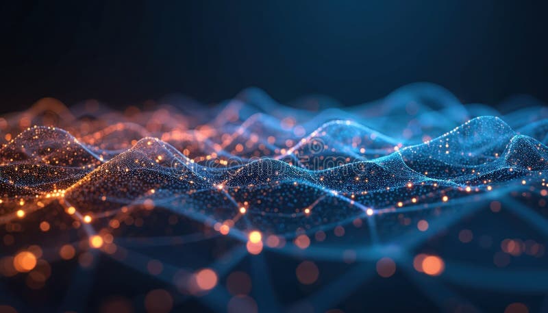 Abstract Glowing Wireframe Net Background. Interconnected Network ...