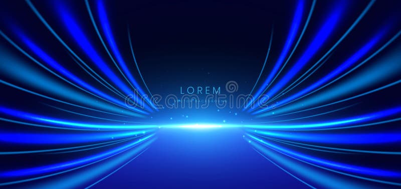 Abstract Glownig Blue Curve Ray with Lighting Effect and Sparkle on ...