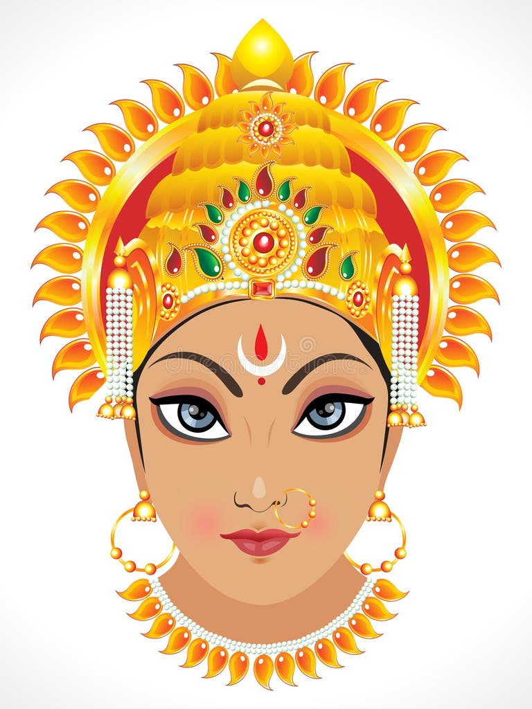 Durga Goddess Face Line Stock Illustrations – 725 Durga Goddess Face ...
