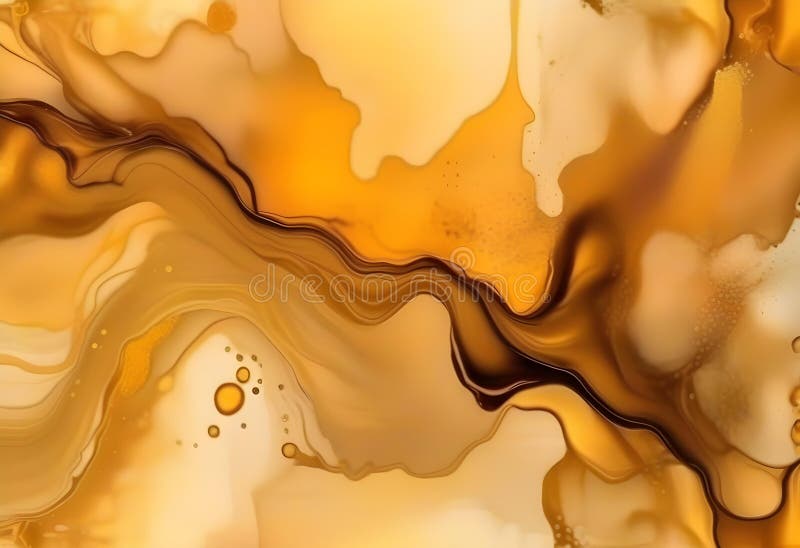 Abstract Gold Alcohol Ink Background, Hand Painted Liquid Ink Gold ...