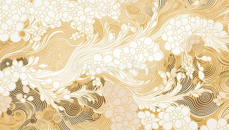 Abstract Gold Background with Floral Ornaments, Vector Illustration ...
