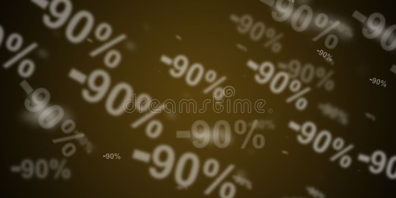 Abstract Gold Background with Flying -90 Discount Symbols Stock ...