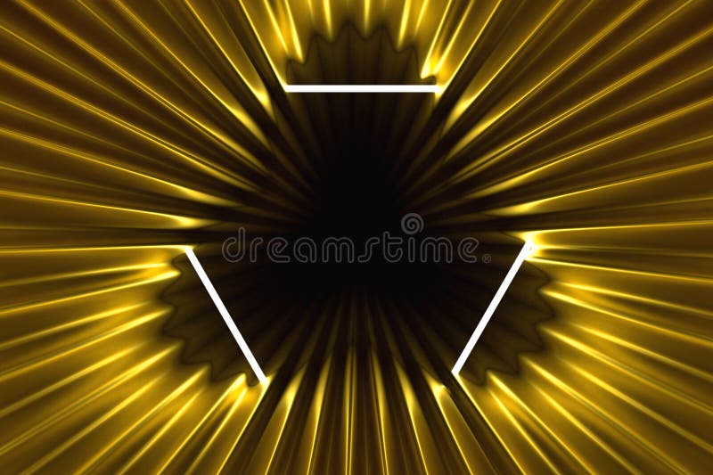 Abstract Gold Background Illuminated with Neon Frame Illuminated 3D ...