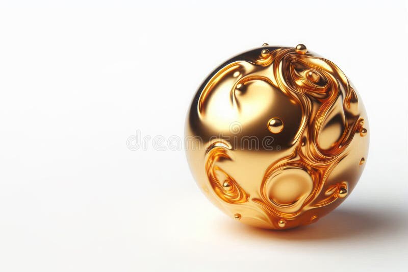 Abstract Gold Ball with Wavy Patterns. Space for Text. Stock ...