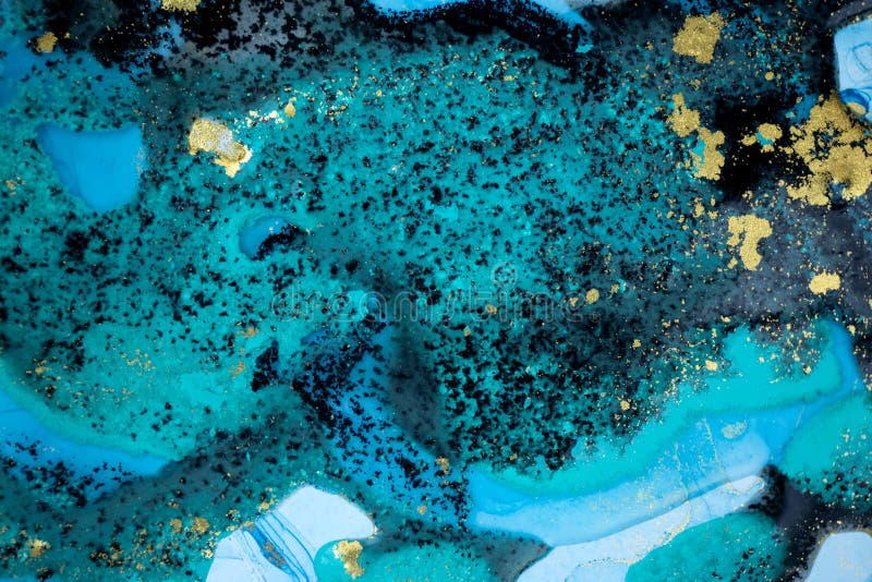 Abstract Gold, Black and Blue Liquid Pattern. Stock Photo - Image of ...