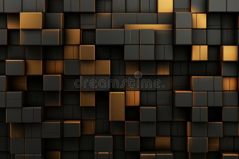 Abstract Gold and Black Chaos. Intricate Code Transformed into ...