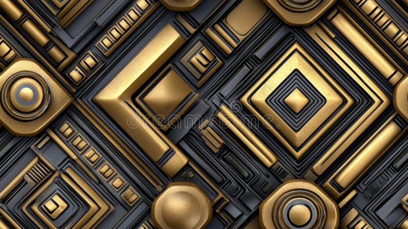 Abstract Gold and Black Geometric Pattern Design Stock Illustration ...