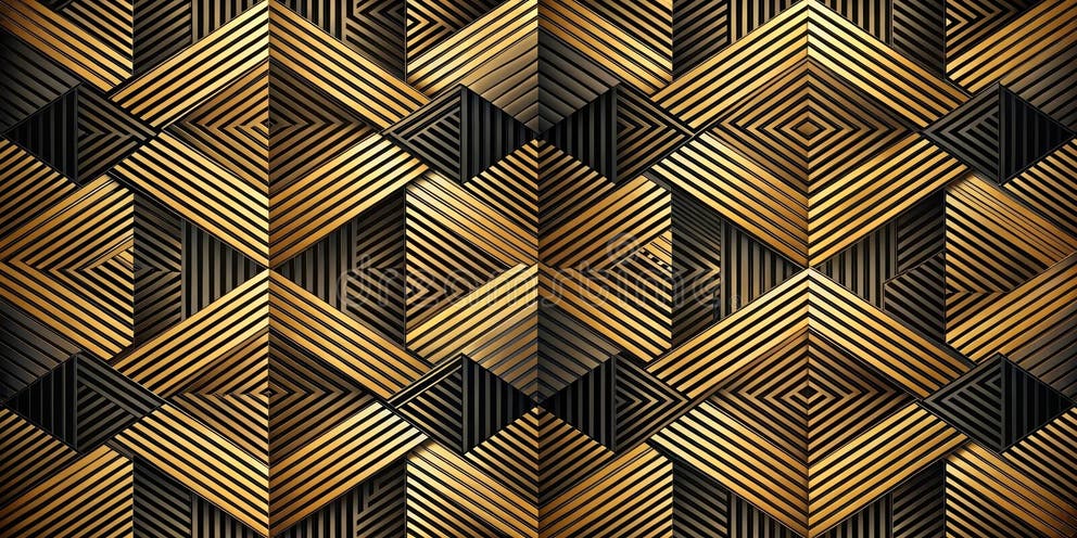 Abstract Gold and Black Geometric Pattern Design Interlocking Striped ...