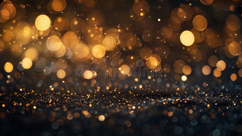 Abstract Gold and Black Glitter Background with Bokeh Lights Stock ...