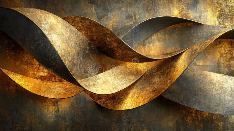 Abstract Gold and Black Metal Wave Design Stock Illustration ...