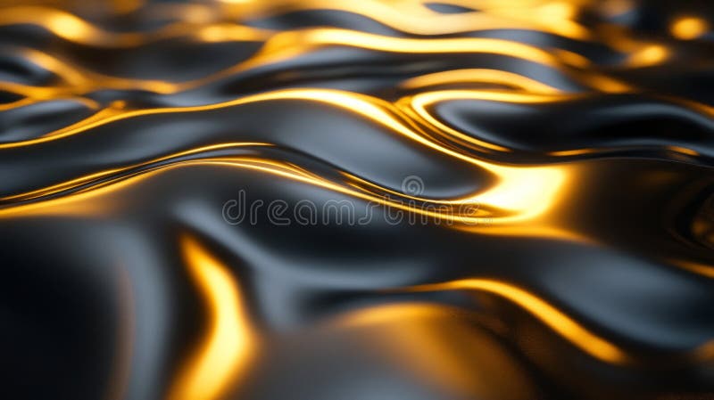 Abstract Gold and Black Metallic Wave Texture Stock Illustration ...