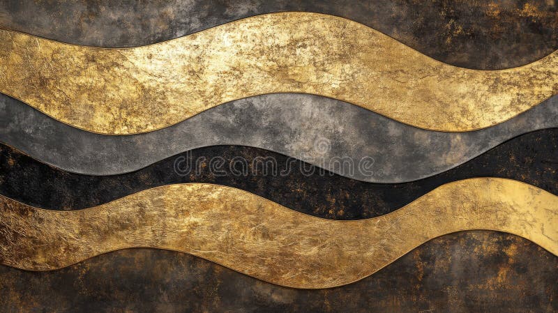 Abstract Gold Black Silver Wave Texture Background Stock Illustration ...