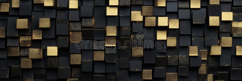 Abstract Gold and Black Square Blocks Background Geometric Pattern ...