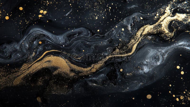 Abstract Gold and Black Swirl Texture Background Stock Illustration ...