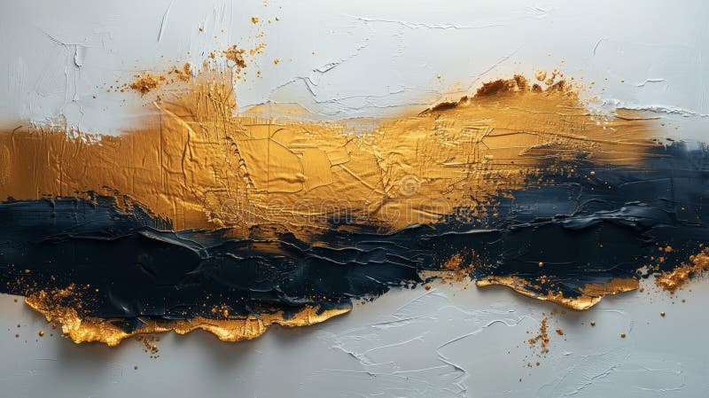 Abstract Gold and Black Textured Painting - Generative Ai Stock ...