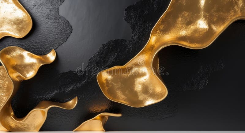 Abstract Gold and Black Textured Wall Art Stock Photo - Image of ...