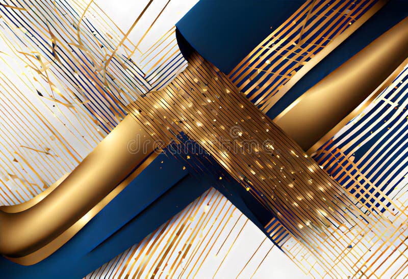 Abstract Gold and Blue Lines Background Stock Illustration ...