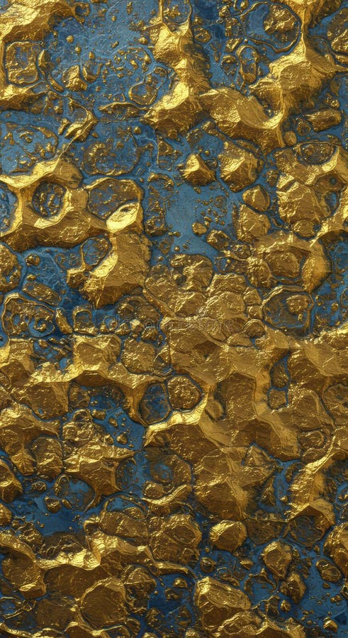 Abstract Gold and Blue Metallic Texture with Hexagonal Patterns Stock ...