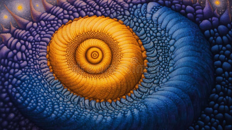Abstract Gold and Blue Spiral Pattern Digital Art Stock Illustration ...