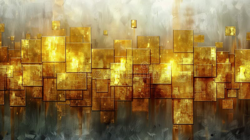 Abstract Gold and Bronze Geometric Artwork Stock Illustration ...