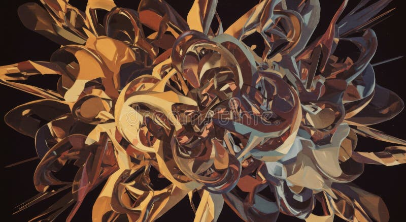 Abstract Gold Brown Swirls Dark Background Digital Art Stock ...