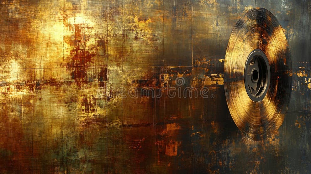 Abstract Gold and Brown Textured Art with Circular Disc Stock ...