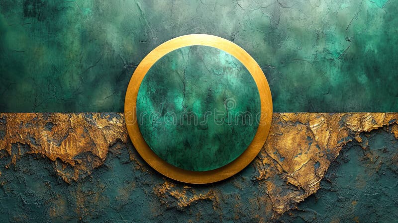 Abstract Gold Circle on Emerald Backdrop Stock Illustration ...