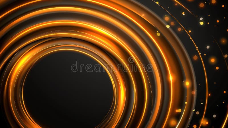 Abstract Gold Circle Pattern on Black Background. Music, Technology, Digital Concept Stock ...