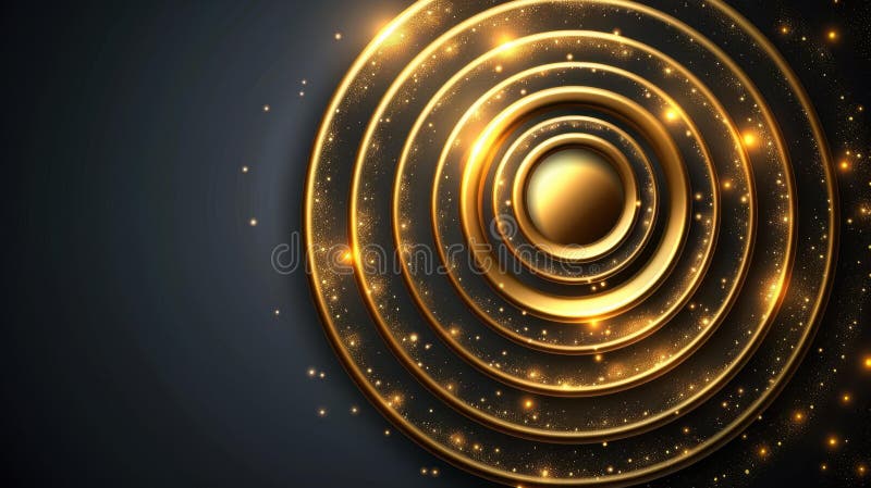 Abstract Gold Circle Pattern on Black Background. Music, Technology, Digital Concept Stock ...