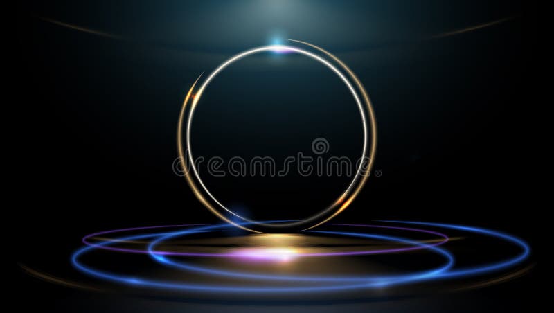 Abstract Gold Circle, Soft Neon Glow Light Effect, Smooth Curve ...