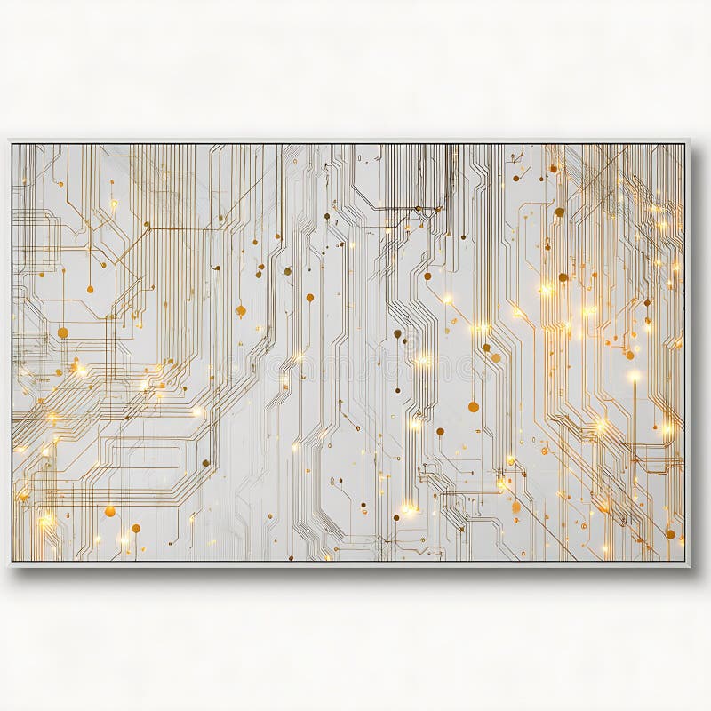Abstract Gold Circuit Board Pattern Framed Print Modern Wall Art Stock ...