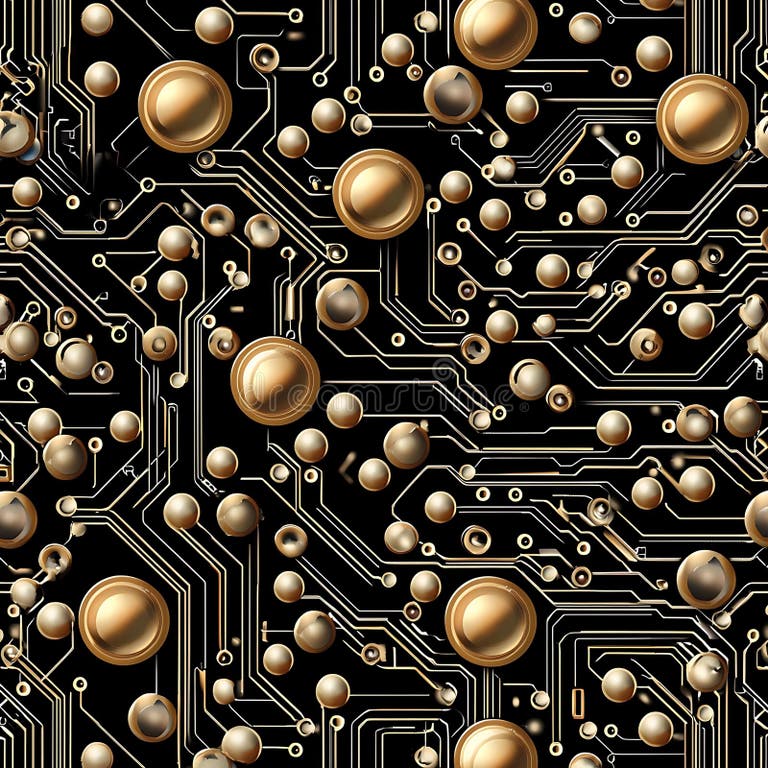 Abstract Gold Circuit Board Pattern Seamless Texture for Technology ...