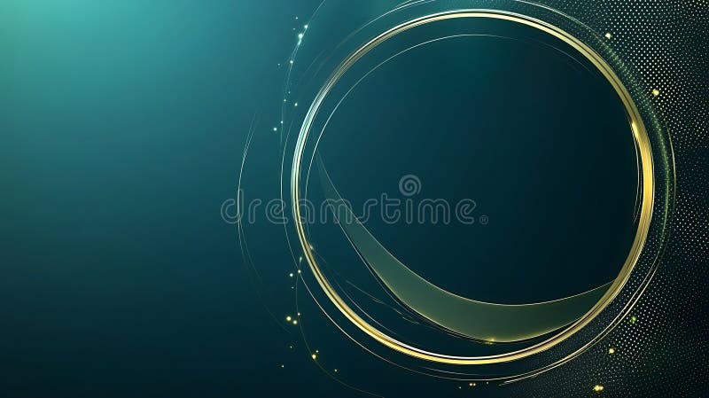 Abstract Gold Circular Design on Teal Background Stock Image - Image of ...