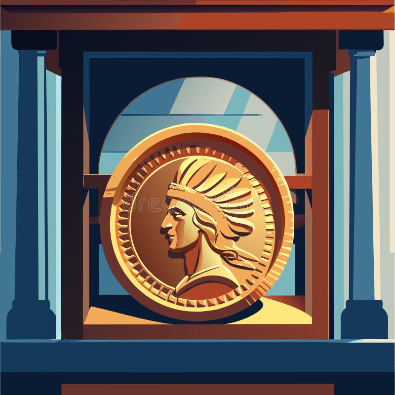 Abstract Gold Coin with Character in Profile Image. Cartoon Style Stock ...