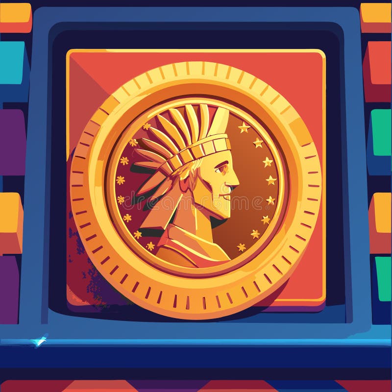 Abstract Gold Coin with Character in Profile Image. Cartoon Style Stock ...