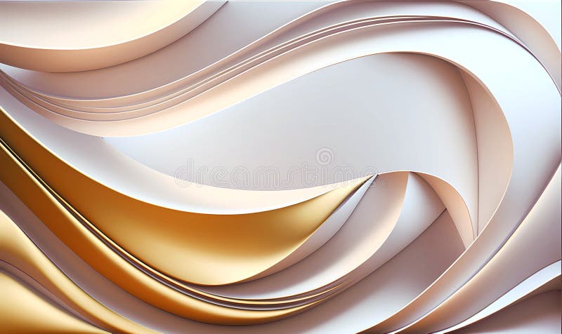 Abstract Gold and Creamy Soft Illustration with Wavy Forms. Elegance ...