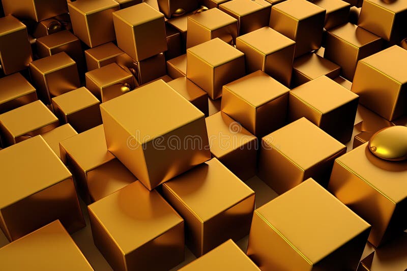 Abstract gold cubes stock illustration. Illustration of backdrop ...