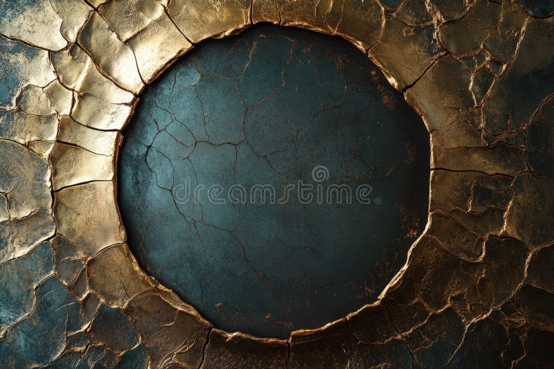 Abstract Gold and Dark Crackled Circular Design Stock Image - Image of ...