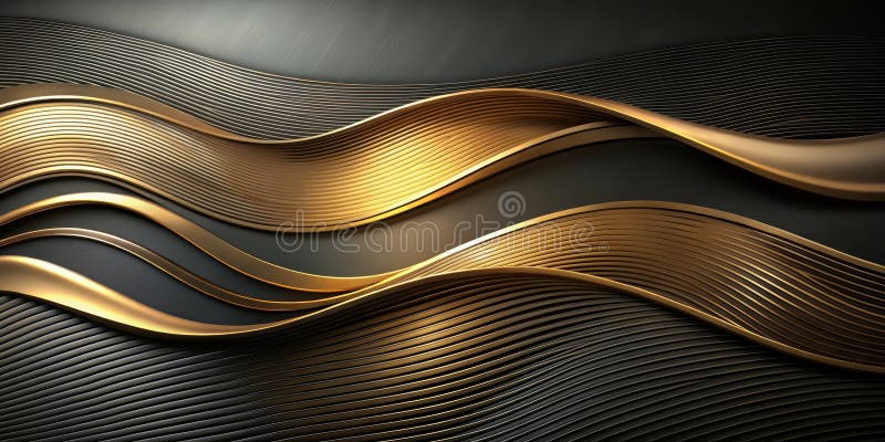 Abstract Gold and Dark Gray Wave Pattern Background Design with Subtle ...