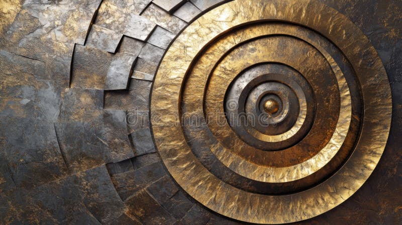 Abstract Gold and Dark Metal Concentric Circles Texture Stock ...