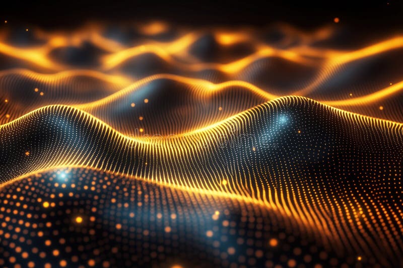 Abstract Gold Dotted Pattern Creates Dynamic Wave on Dark Background ...
